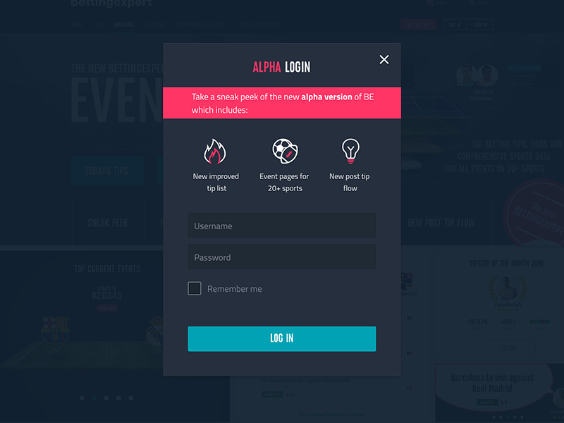 alpha login by Miro Foltyn on Dribbble
