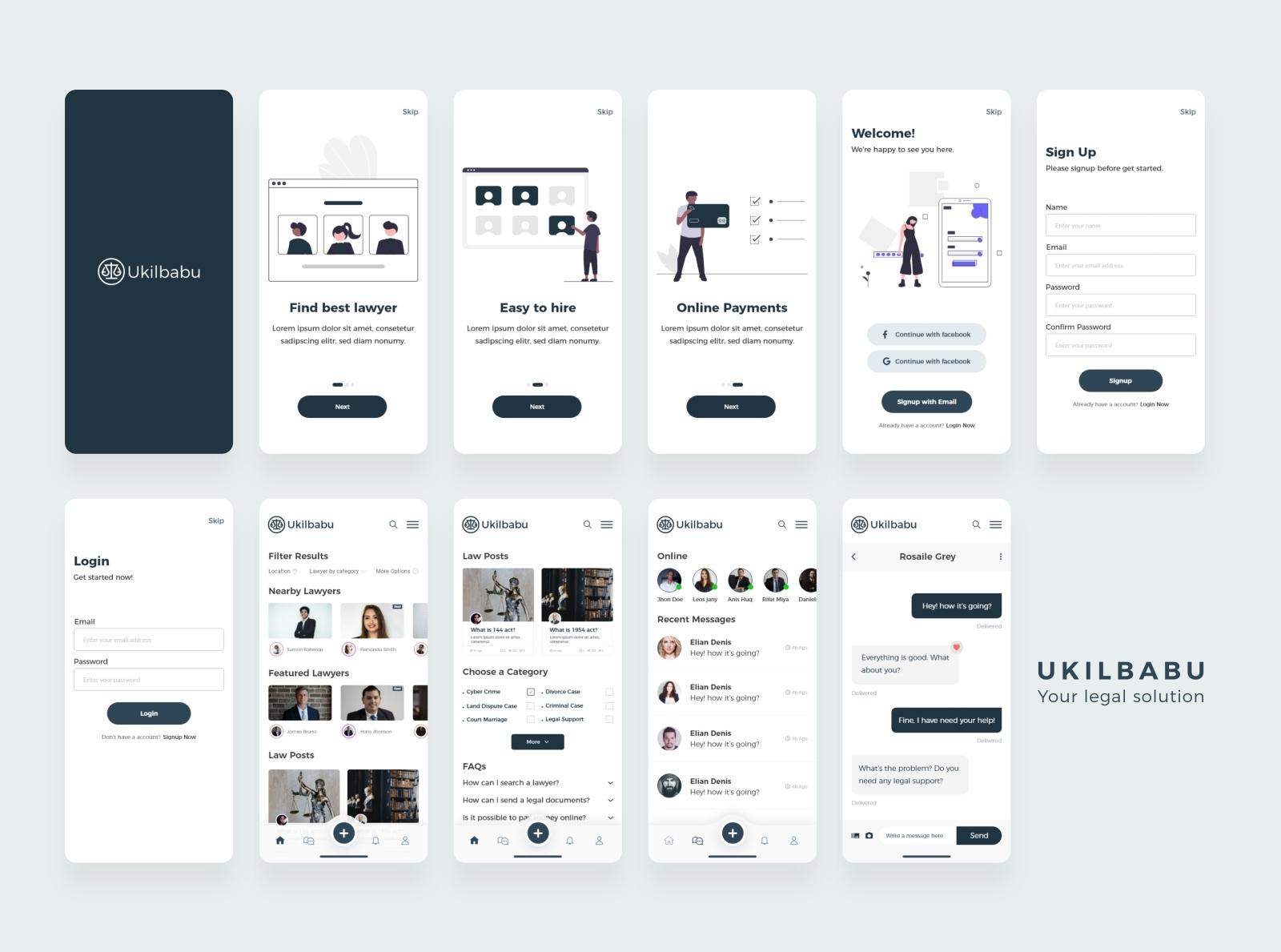 Ukilbabu - Lawyer App UI Design by Miton Dhar on Dribbble