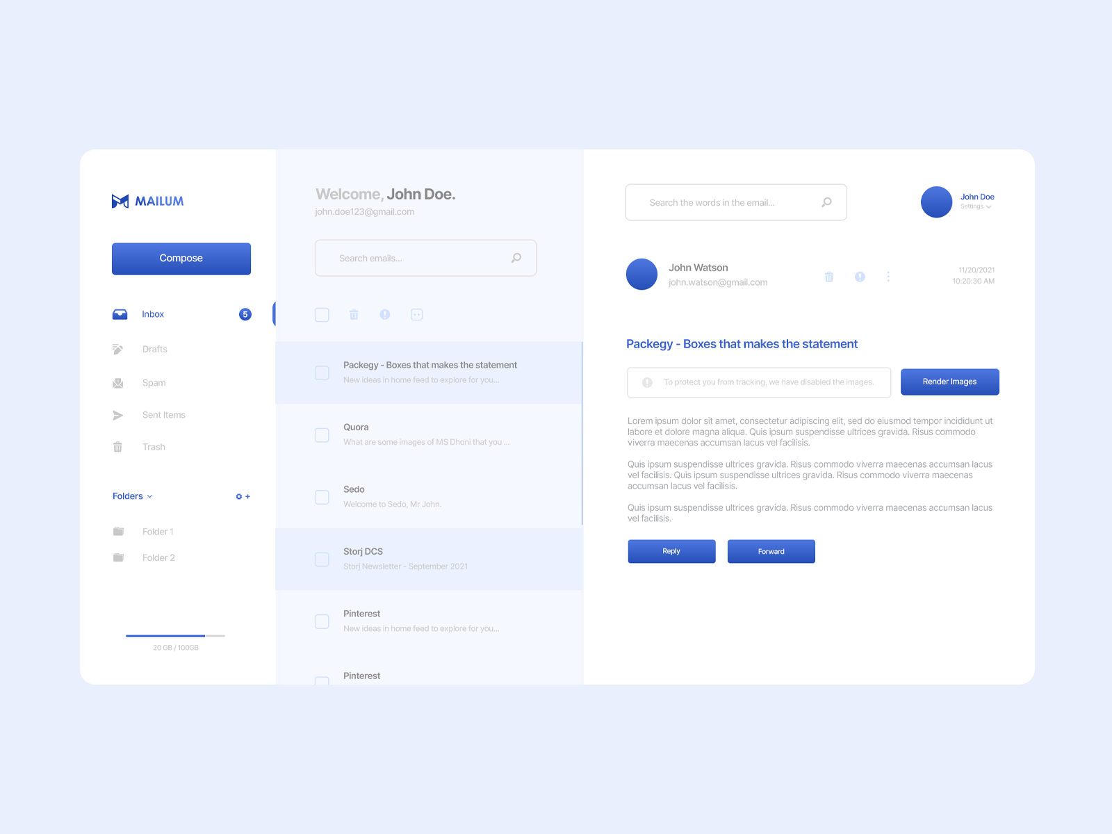 Mailum - Mailing Inbox Design by vyactor on Dribbble