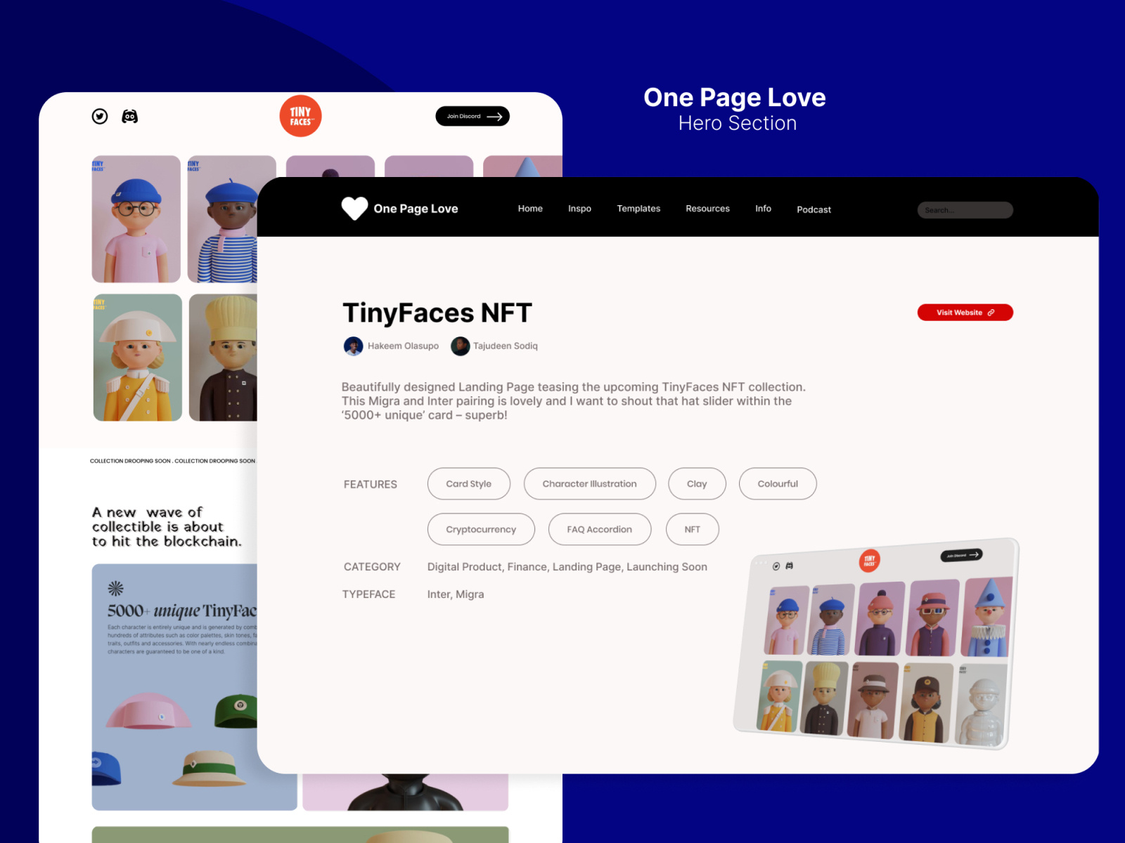 Redesign of https://nft.tinyfac.es/ by Sodiq Tajudeen on Dribbble
