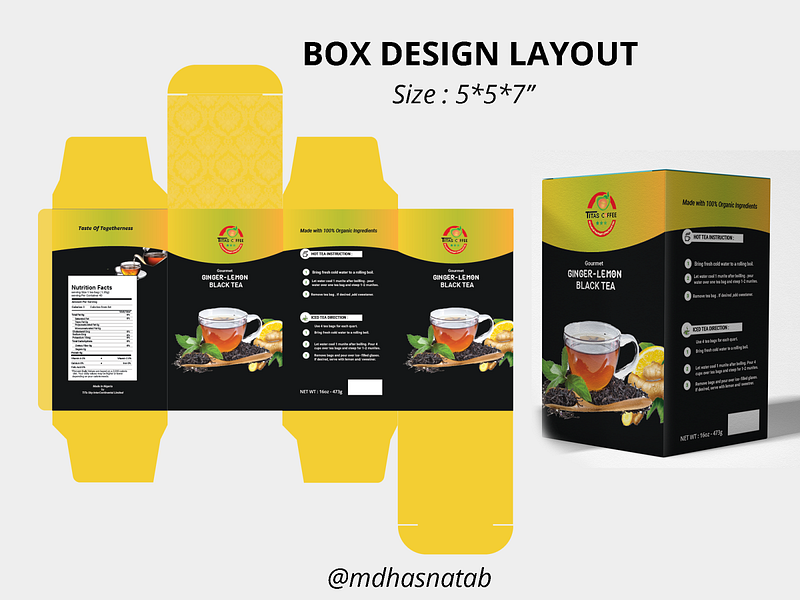 Tea Box design layout Ginger lemon black tea box packaging by Md Hasnat ...