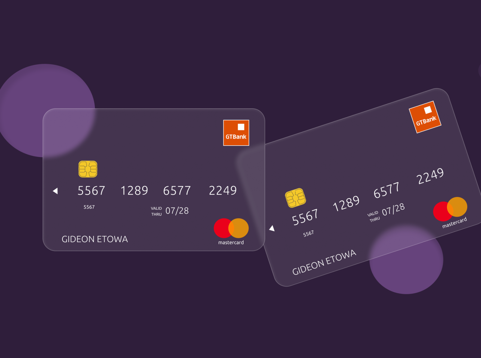 Glassmorphic debit cards by Gideon Etowa on Dribbble