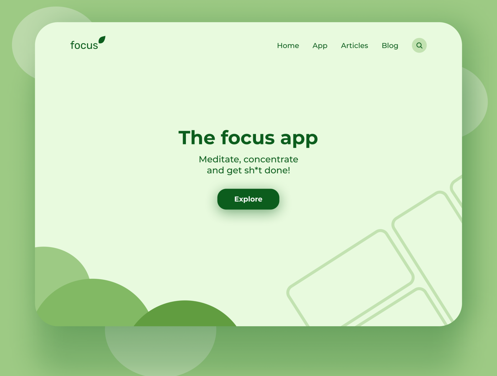 Focus app page by Gideon Etowa on Dribbble