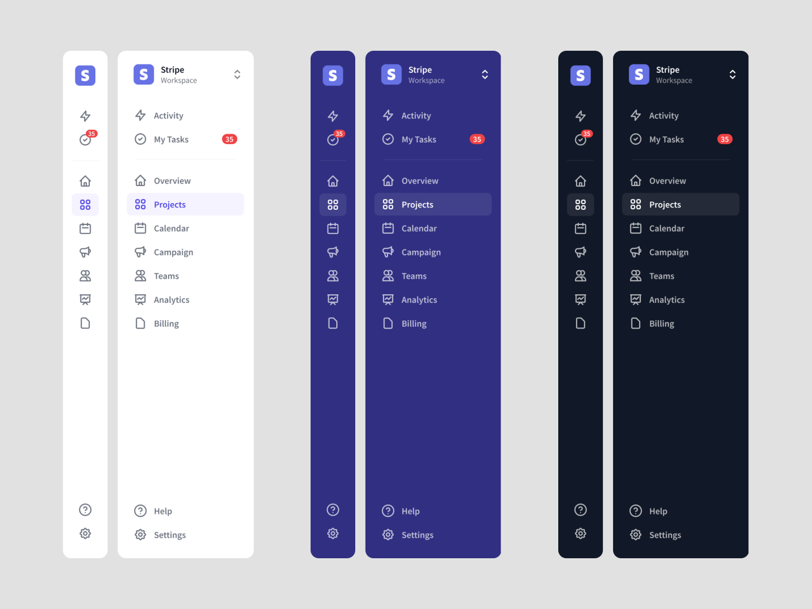Sidebar Navigation by Afrian Hanafi for Esteen on Dribbble