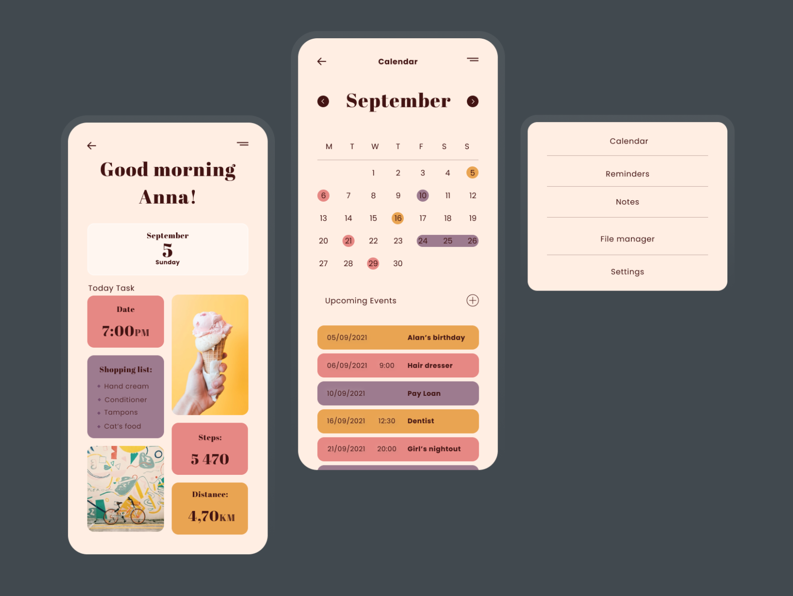 Planner App UI 2/2 by Patrycja Rutecka on Dribbble