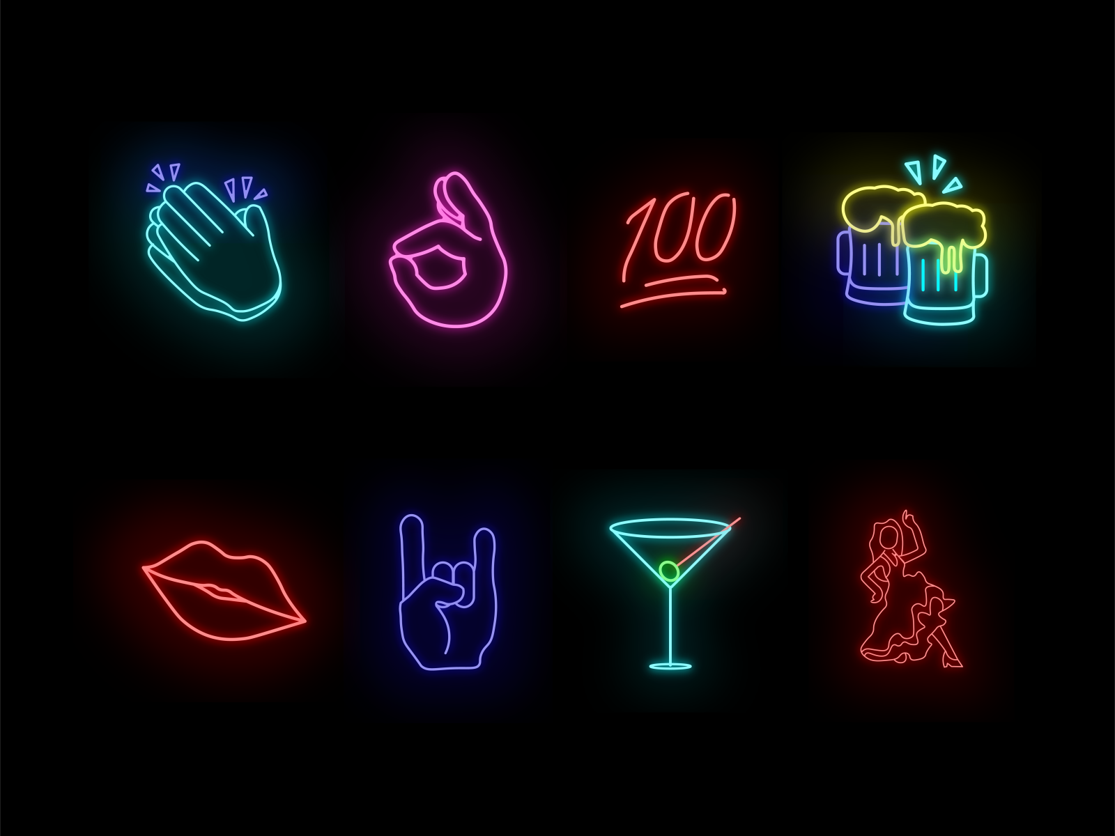 Neon Emoji Set by Tarannum Sehgal on Dribbble
