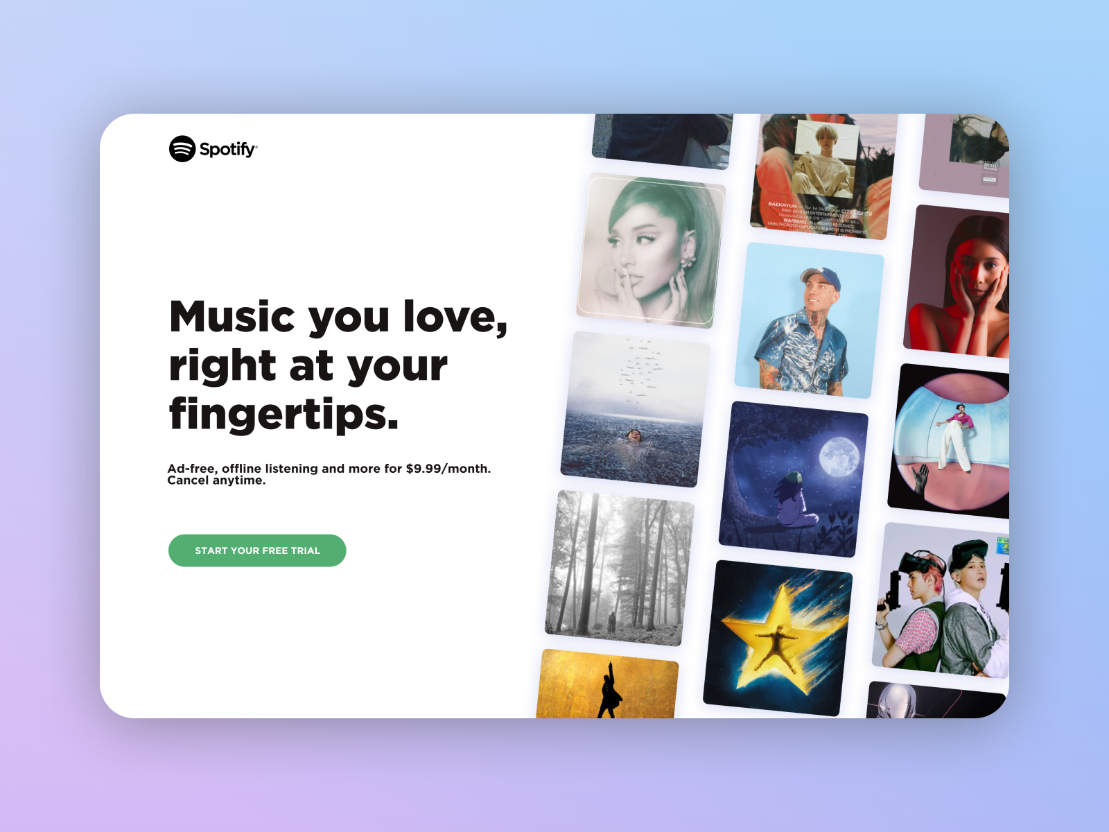 Spotify Landing Page by Ashley Hii on Dribbble