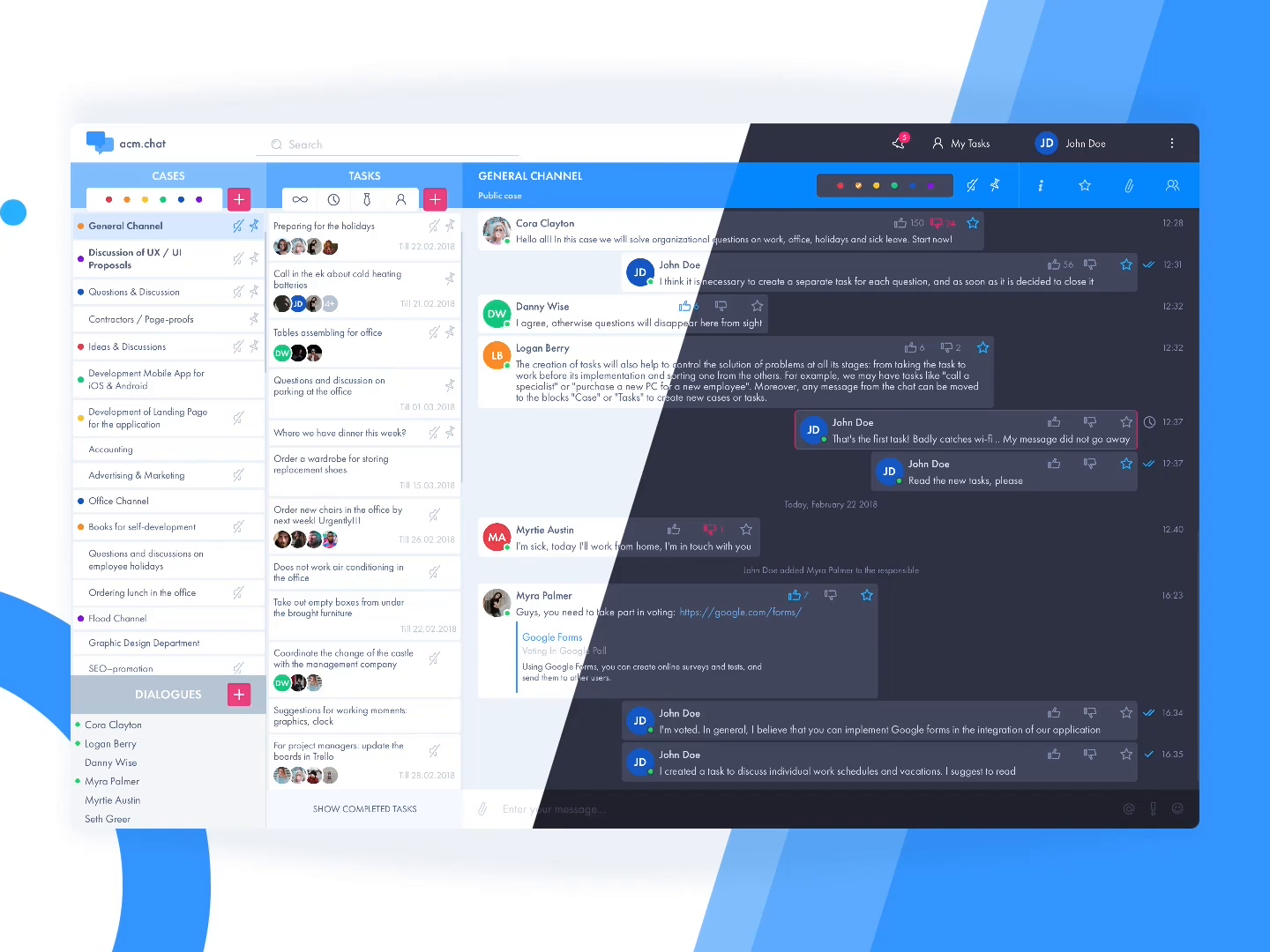 Messenger with task managment feature - ACM chat by SQUAD on Dribbble