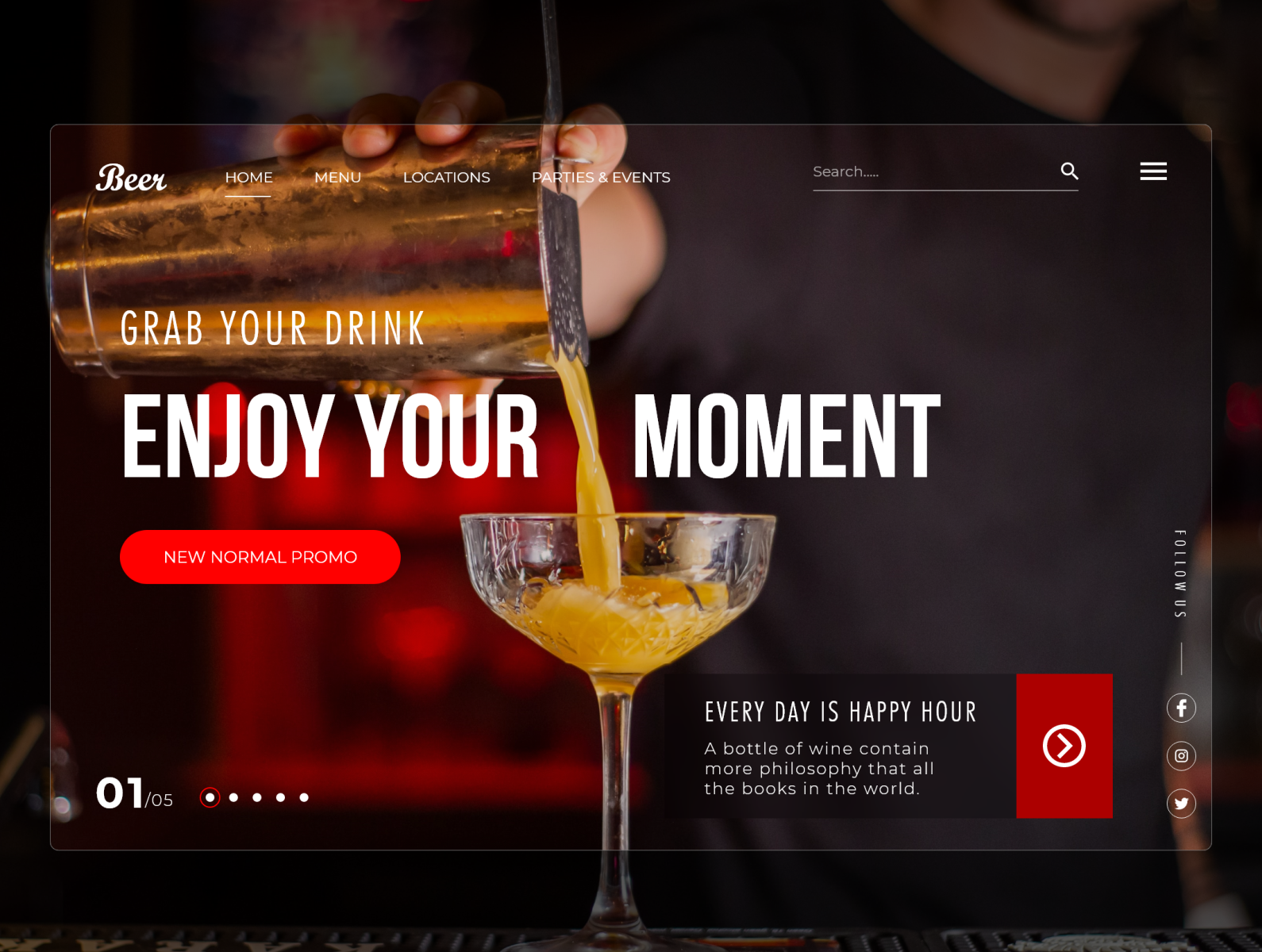 Bar Website Concept by Adira Rey on Dribbble