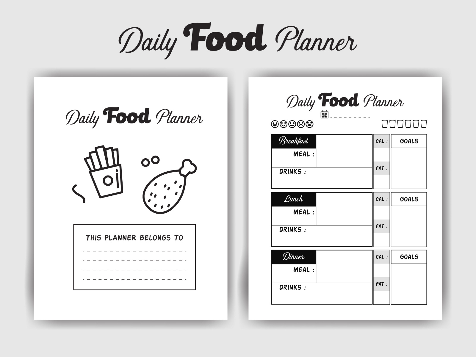 Daily Food Planner - Printable KDP Interior by Sctch Creations on Dribbble