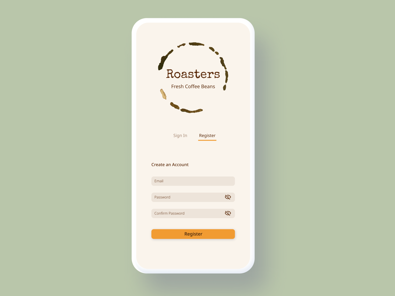 Sign Up Screen for Coffee Delivery App by Julia Geld on Dribbble