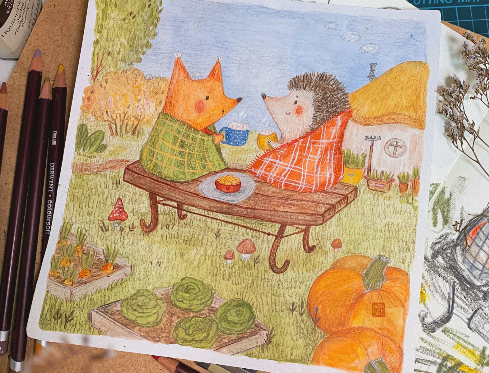 Hand illustration in mixed media by Masha BGD by Masha BGD on Dribbble