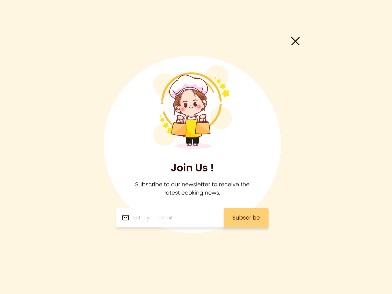 Cooking newsletter Popup by Myris Z. on Dribbble
