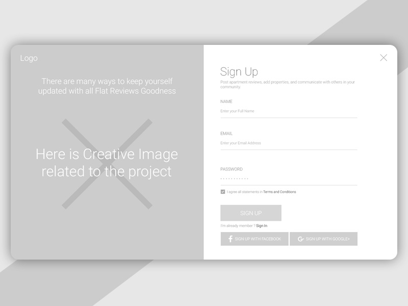 Sign Up Wireframe by Ankit Bhatnagar on Dribbble