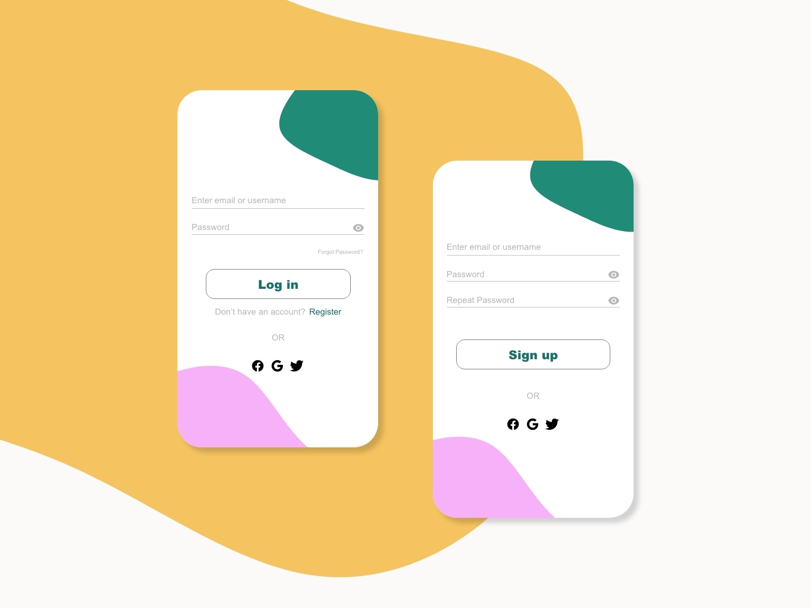 Mobile App Log in & Sign up Screen by Nikolina on Dribbble