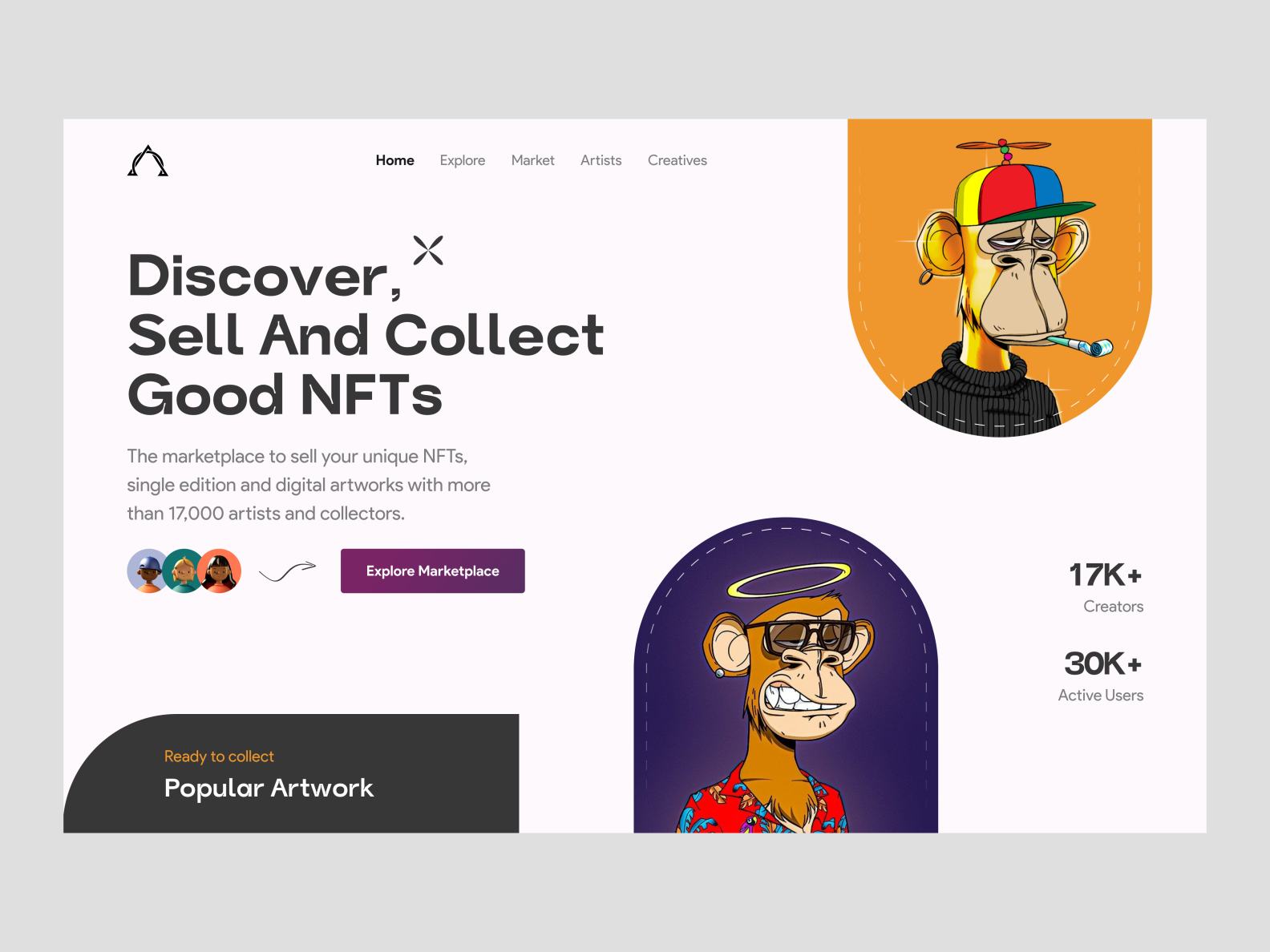 NFT Marketplace Hero Section Design by Alex Oyebade on Dribbble