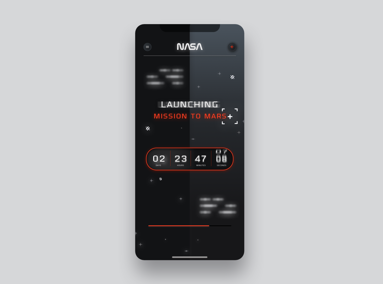 UI Mobile App for NASA countdown timer - Dark interface by Sandra Faria ...