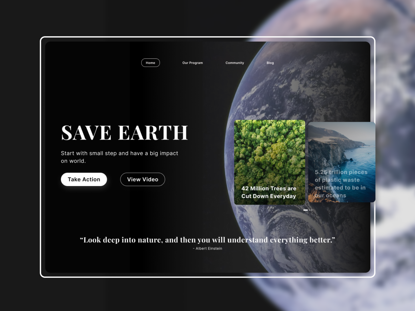 Save Earth Homepage Section by Faiz Ansori on Dribbble
