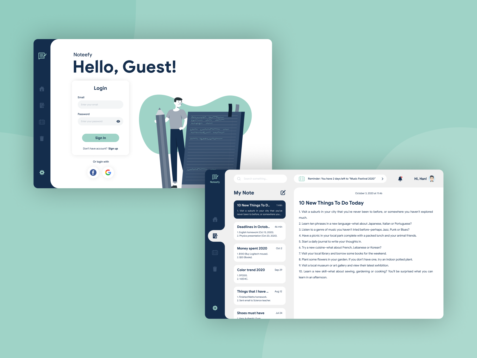 Noteefy - Note Taking Desktop App by Han Vuong on Dribbble