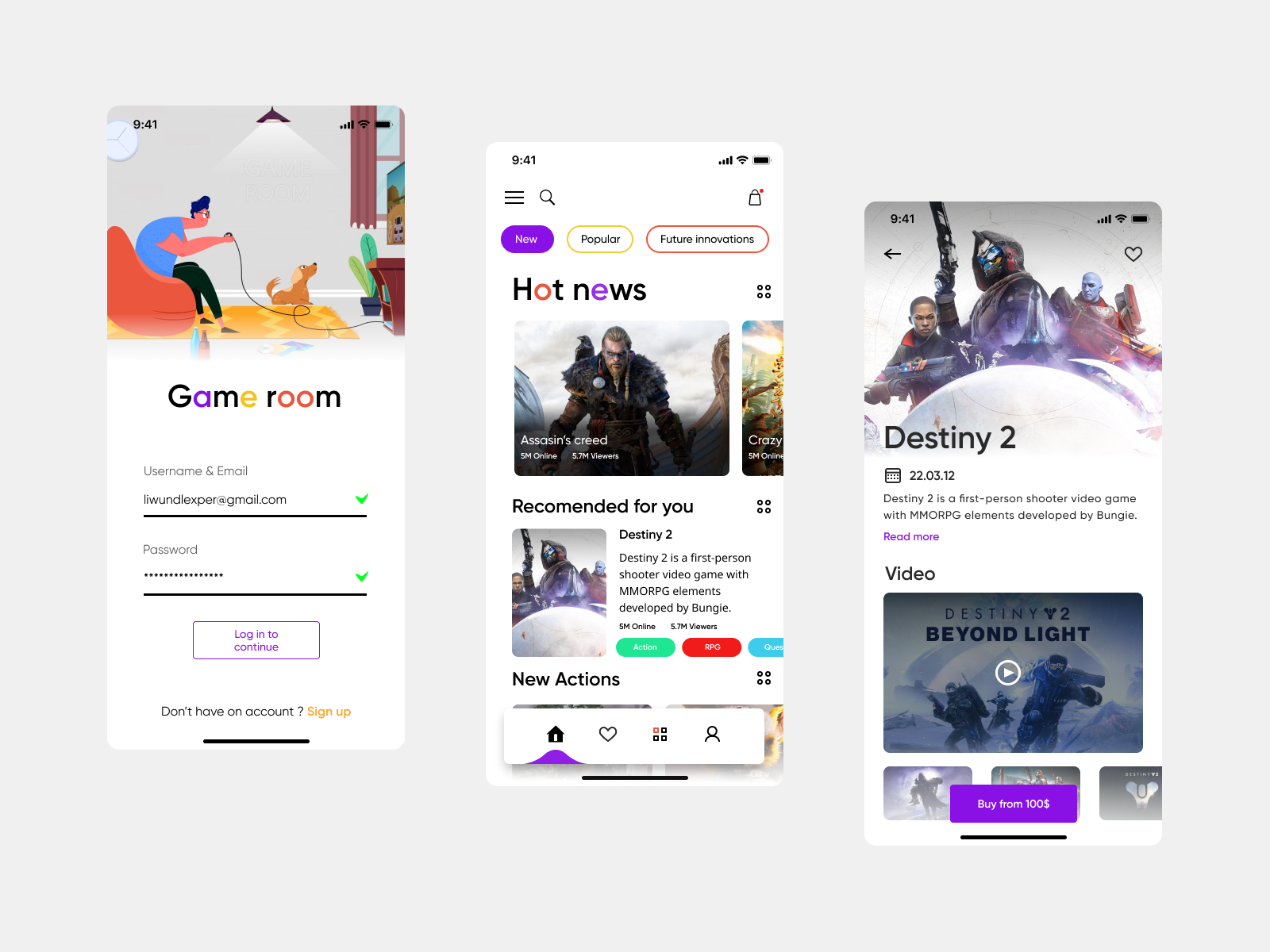 Mobile App - Game Service by Alex Li-Chun on Dribbble