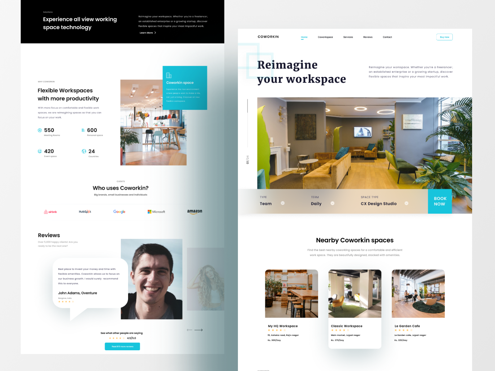 Co-working Space Homepage by Shubhda Sharma on Dribbble