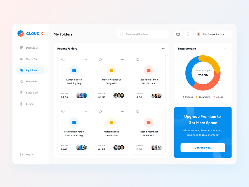 CLOUDIX - Cloud Storage Dashboard by Teja Dermawan on Dribbble