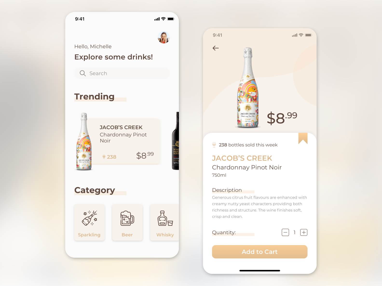 Bottle Shop App UI Design by Michelle Zhu on Dribbble