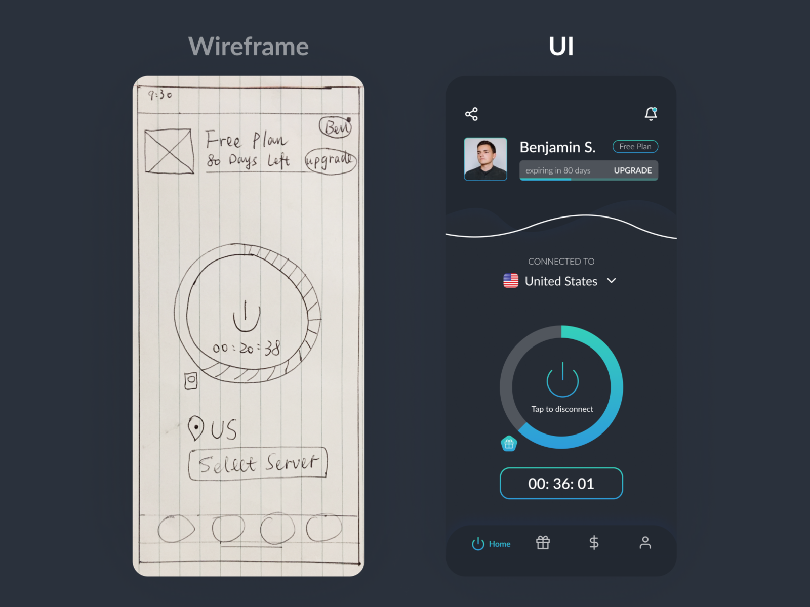 VPN App UI Design by Michelle Zhu on Dribbble