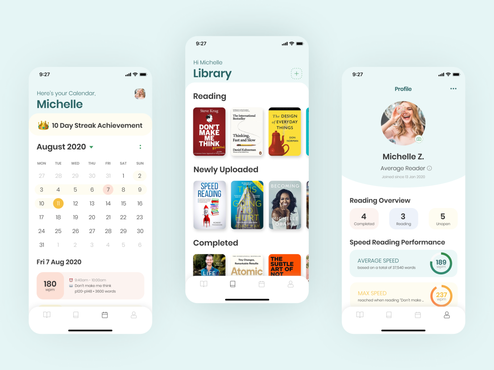 Speed Reading App UI Design by Michelle Zhu on Dribbble