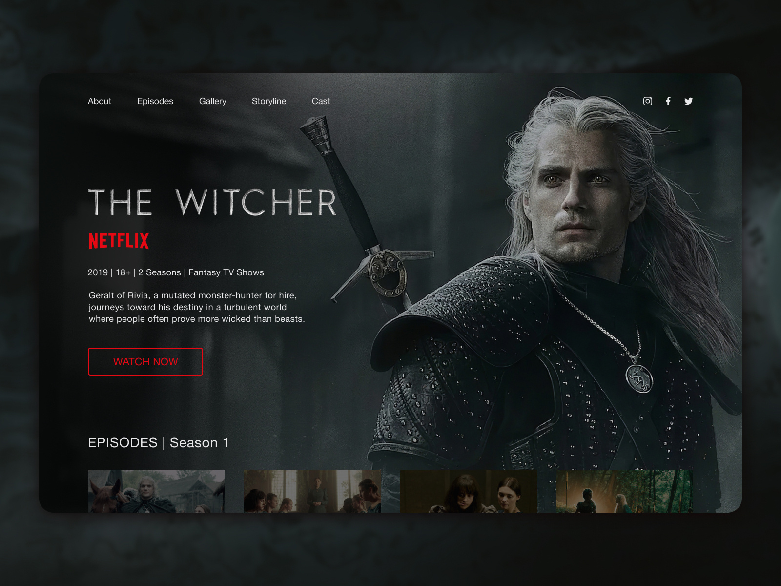 The Witcher TV Show Promo Page by Evgeniia Shabalina on Dribbble