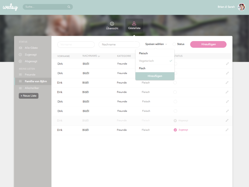 Wedding Dashboard by Julius Löwe on Dribbble