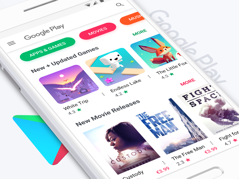 Google Play redesign (home screen) by Vitaly Silkin on Dribbble