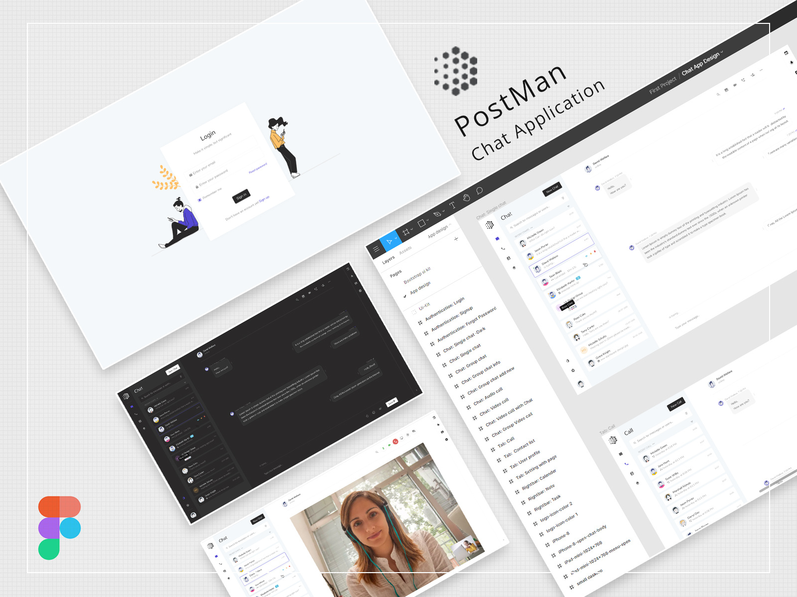 PostMan Chat Application Figma + HTML ready by NSDbytes on Dribbble