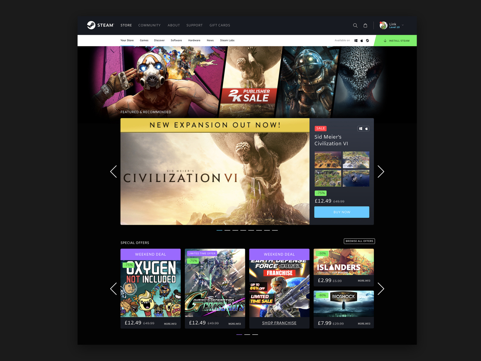 Steam Redesign - Full Shot by Nick Tree on Dribbble