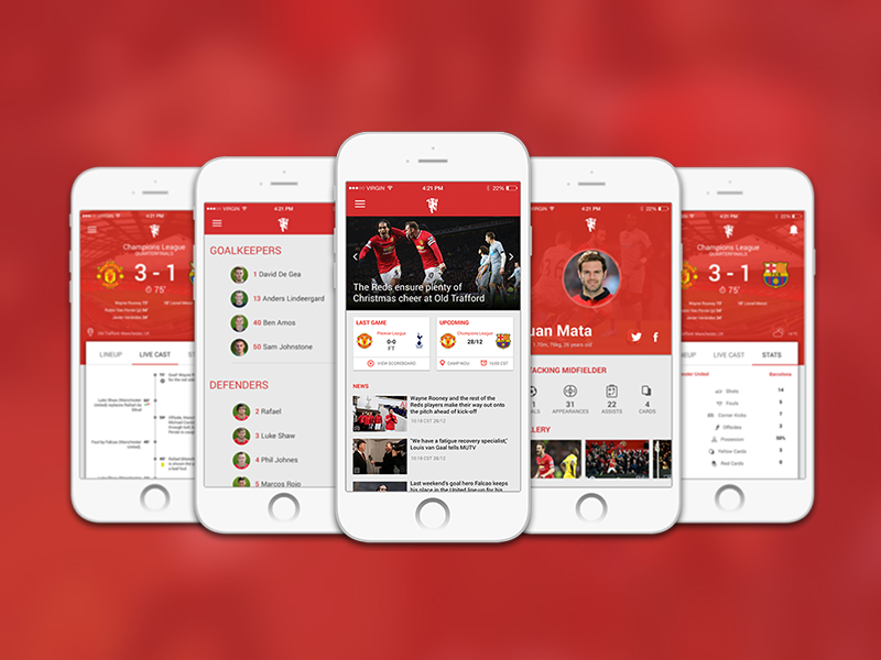 Manchester United App by Javier Rivero on Dribbble