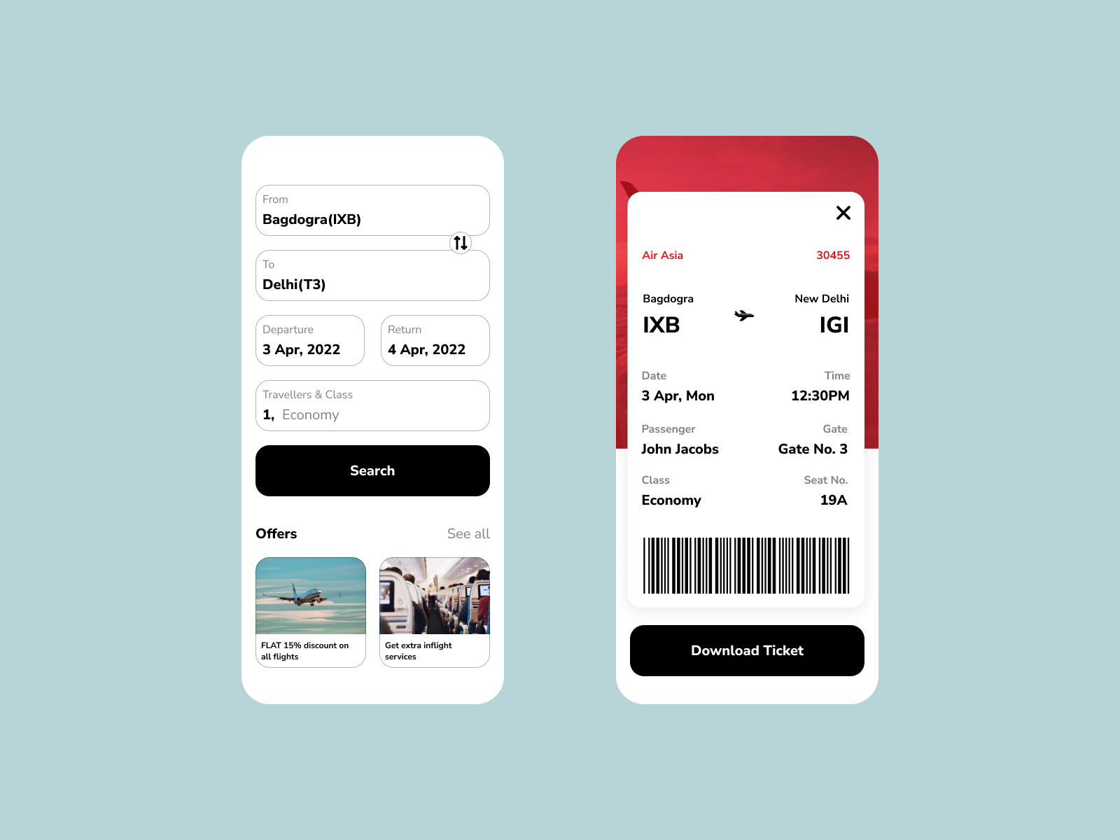 Air ticket booking screen by Reyhan Tamang on Dribbble