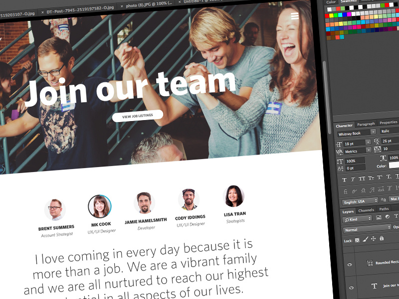 DT Careers Page by Dan Trenkner for Telepathy on Dribbble