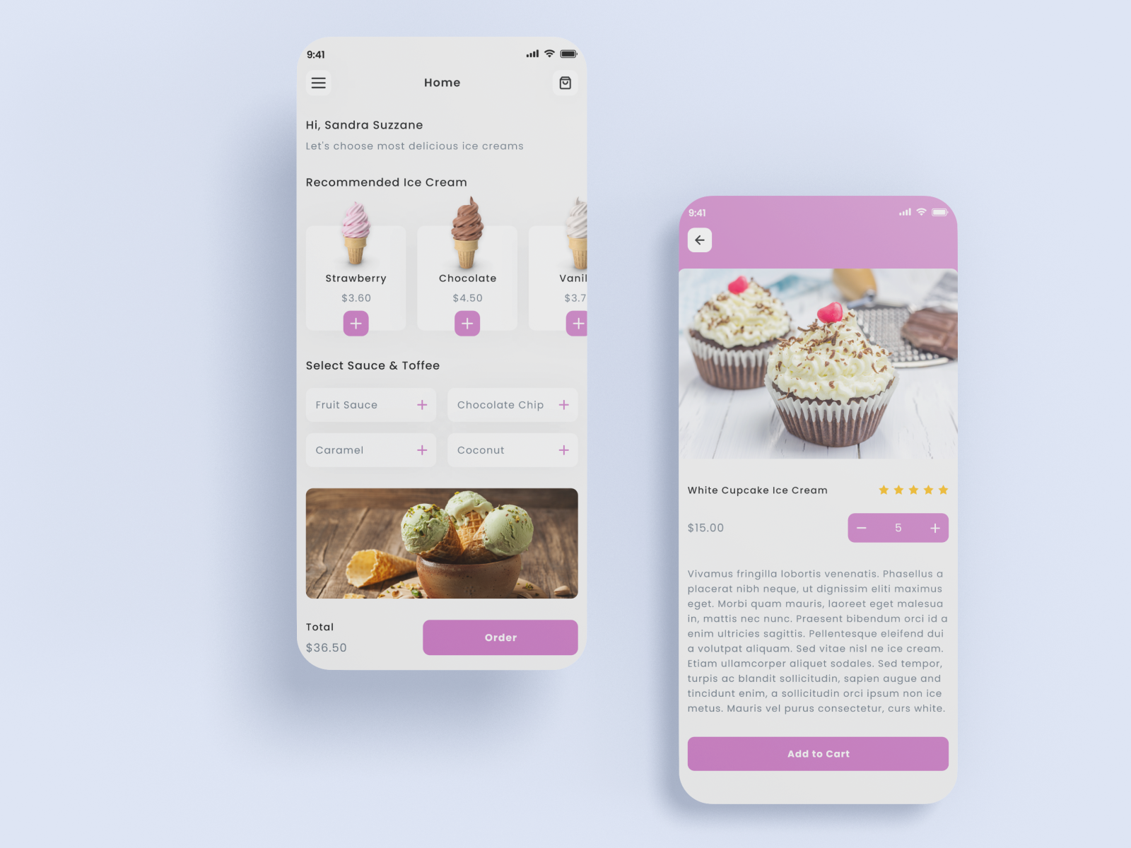 Ice Cream App UI by ArtAasom on Dribbble