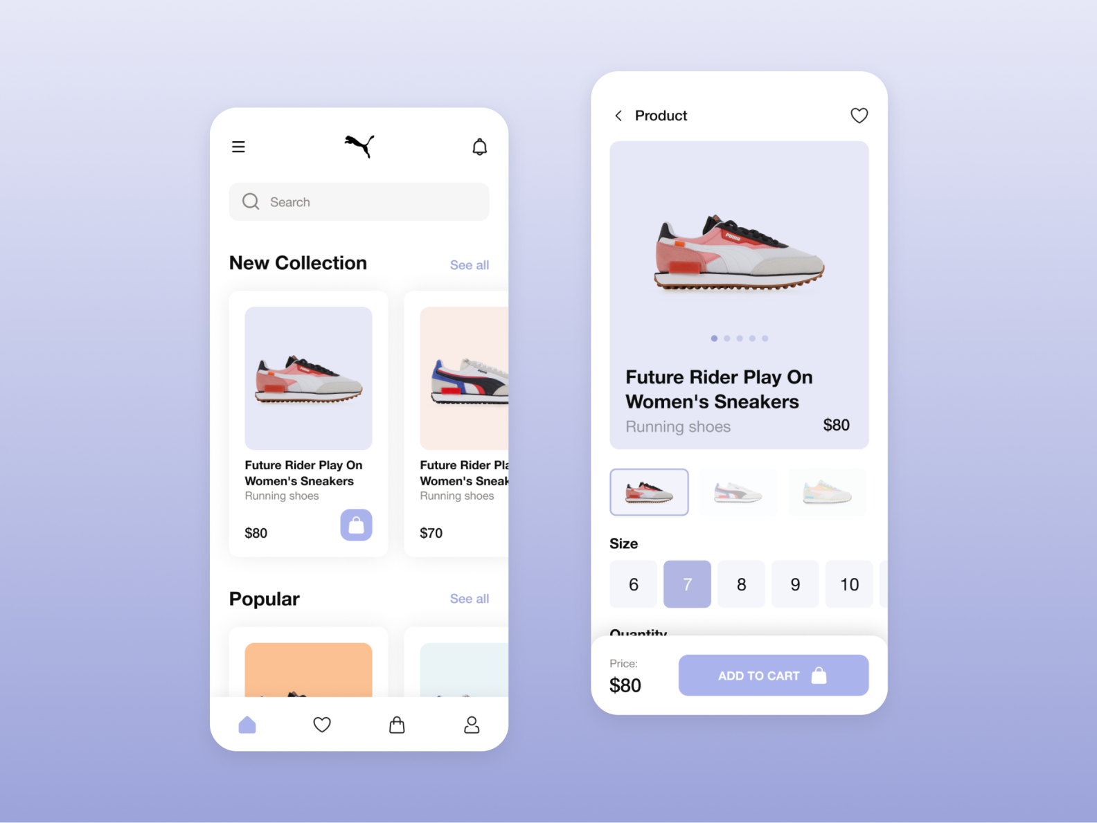 Puma Shoes - App Design Concept by Alina Sebepova on Dribbble
