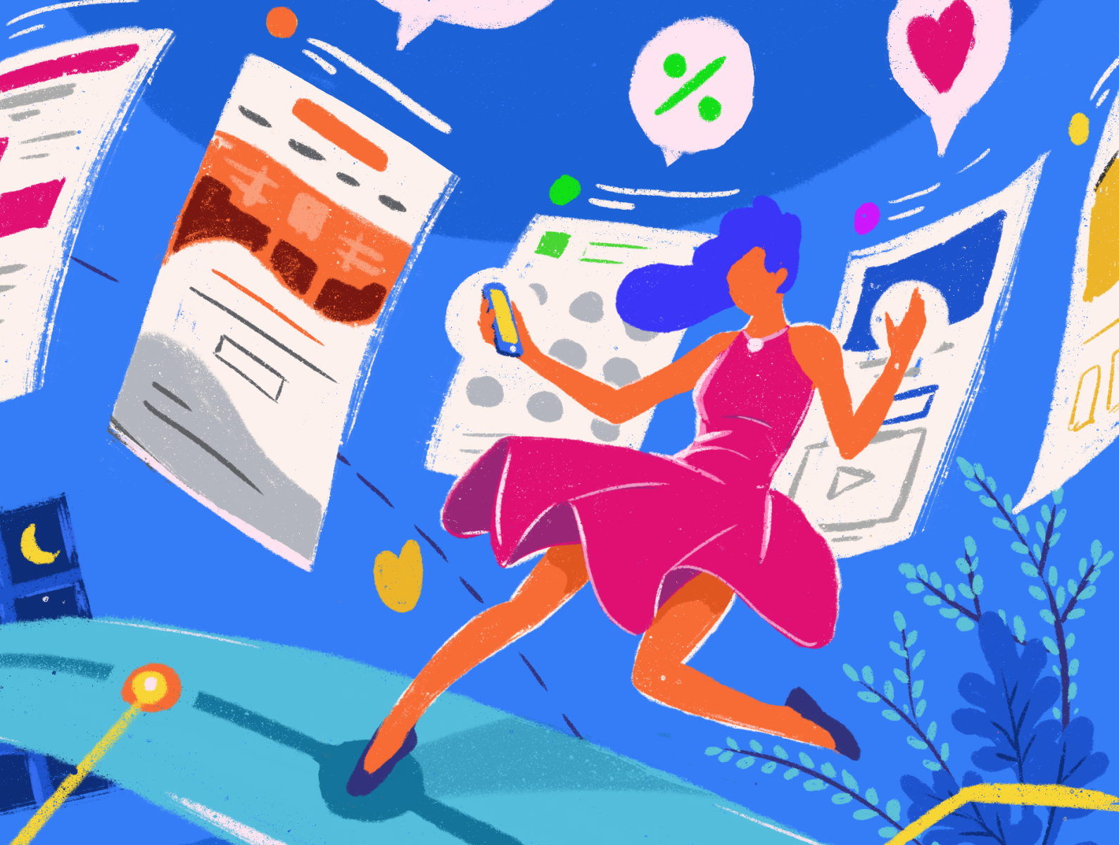 Floating among emails by Anna Molly on Dribbble