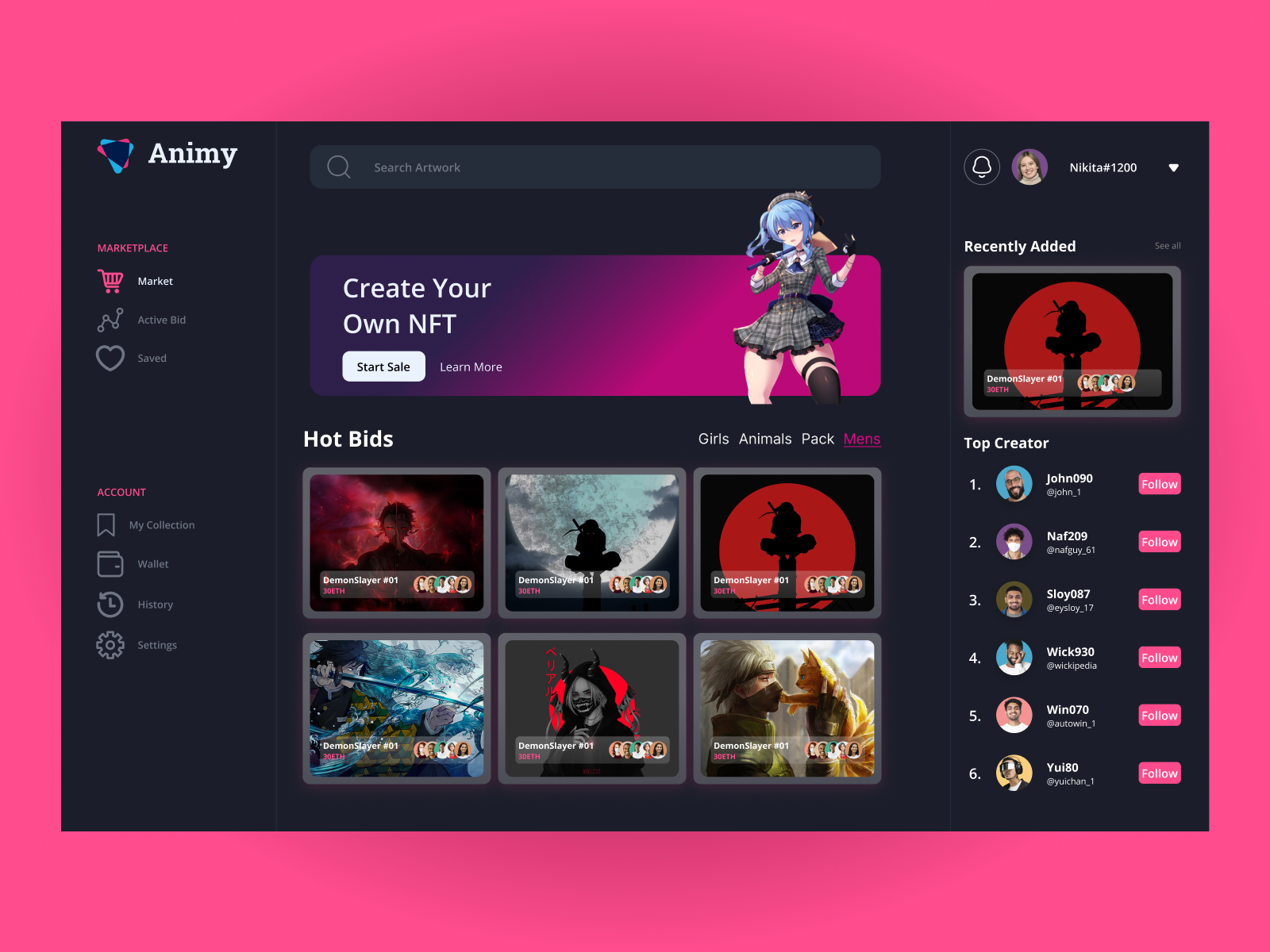 Animy Nft Anime Dashboard By Abdush Shidqi On Dribbble 