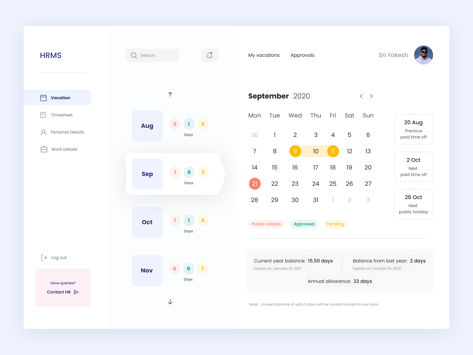 HRMS: Dashboard by Sri Yokesh on Dribbble