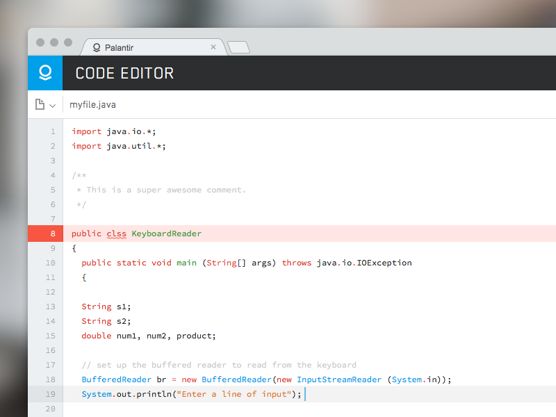 Code Editor by Adam Torres for Palantir on Dribbble