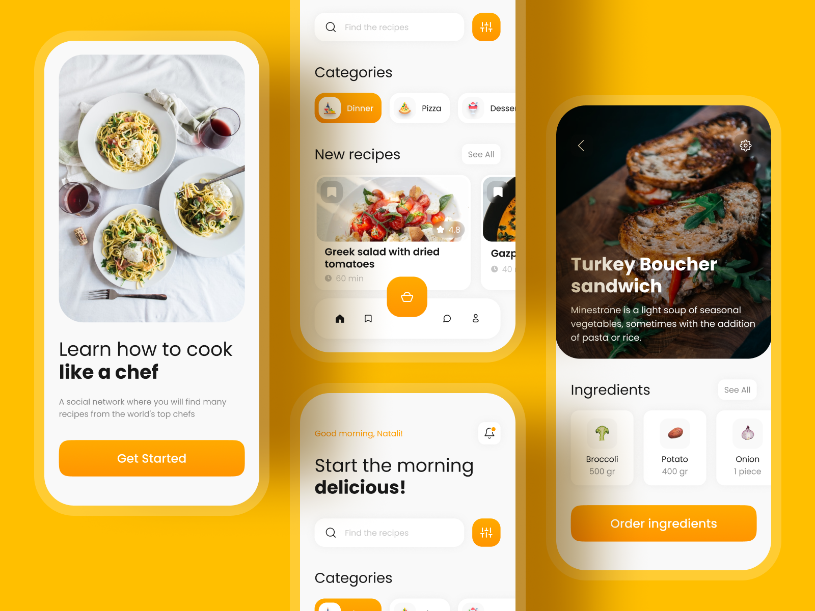 Online recipes food - Mobile App by Natalia Sappinen on Dribbble