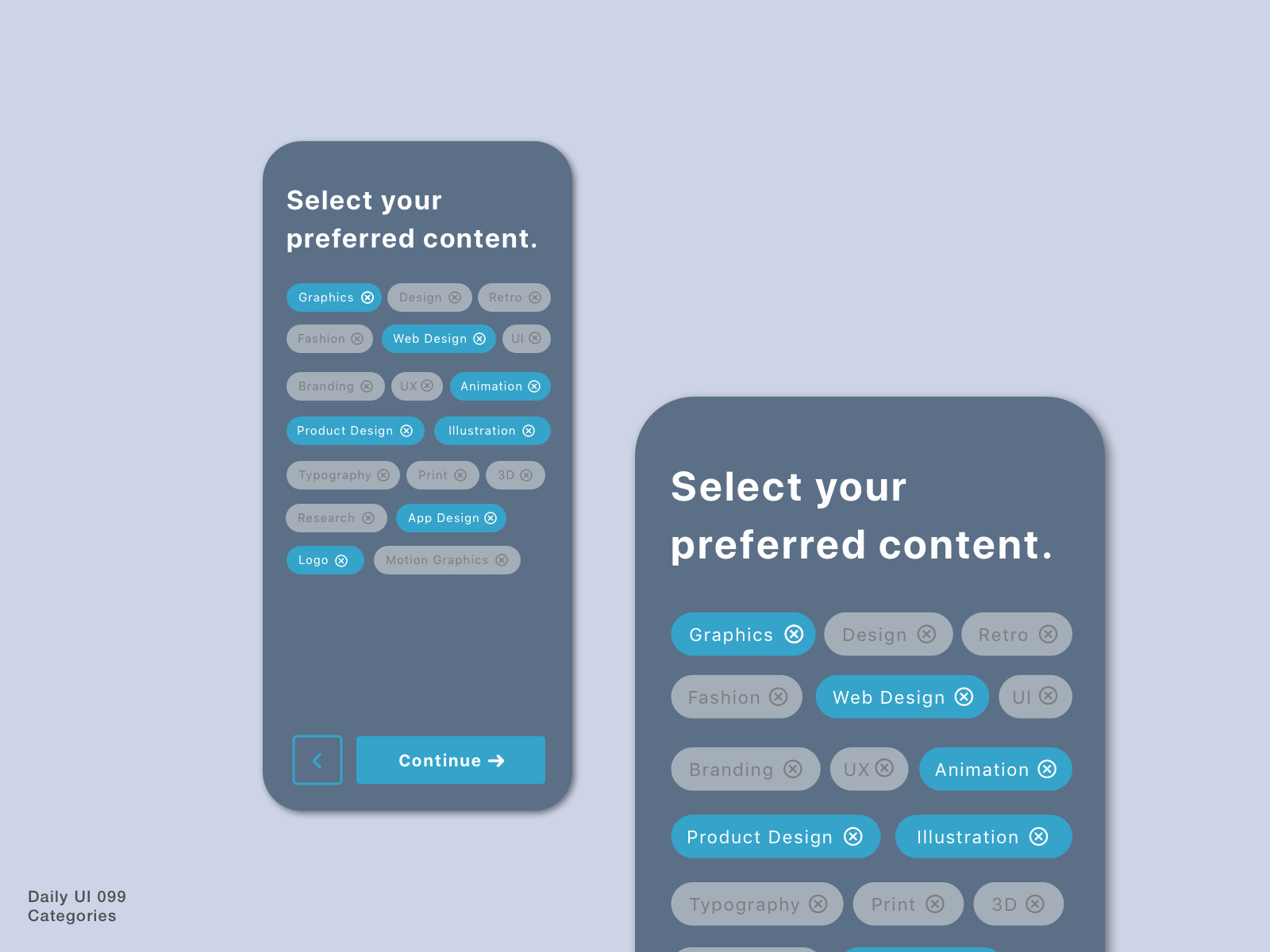 Daily UI 099 • Categories by Lisa Song on Dribbble