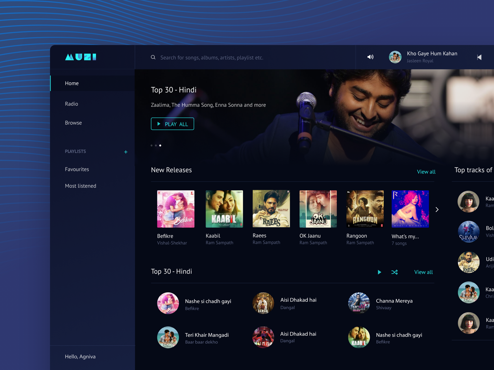 Muzi Desktop Homepage by Agniva Si on Dribbble
