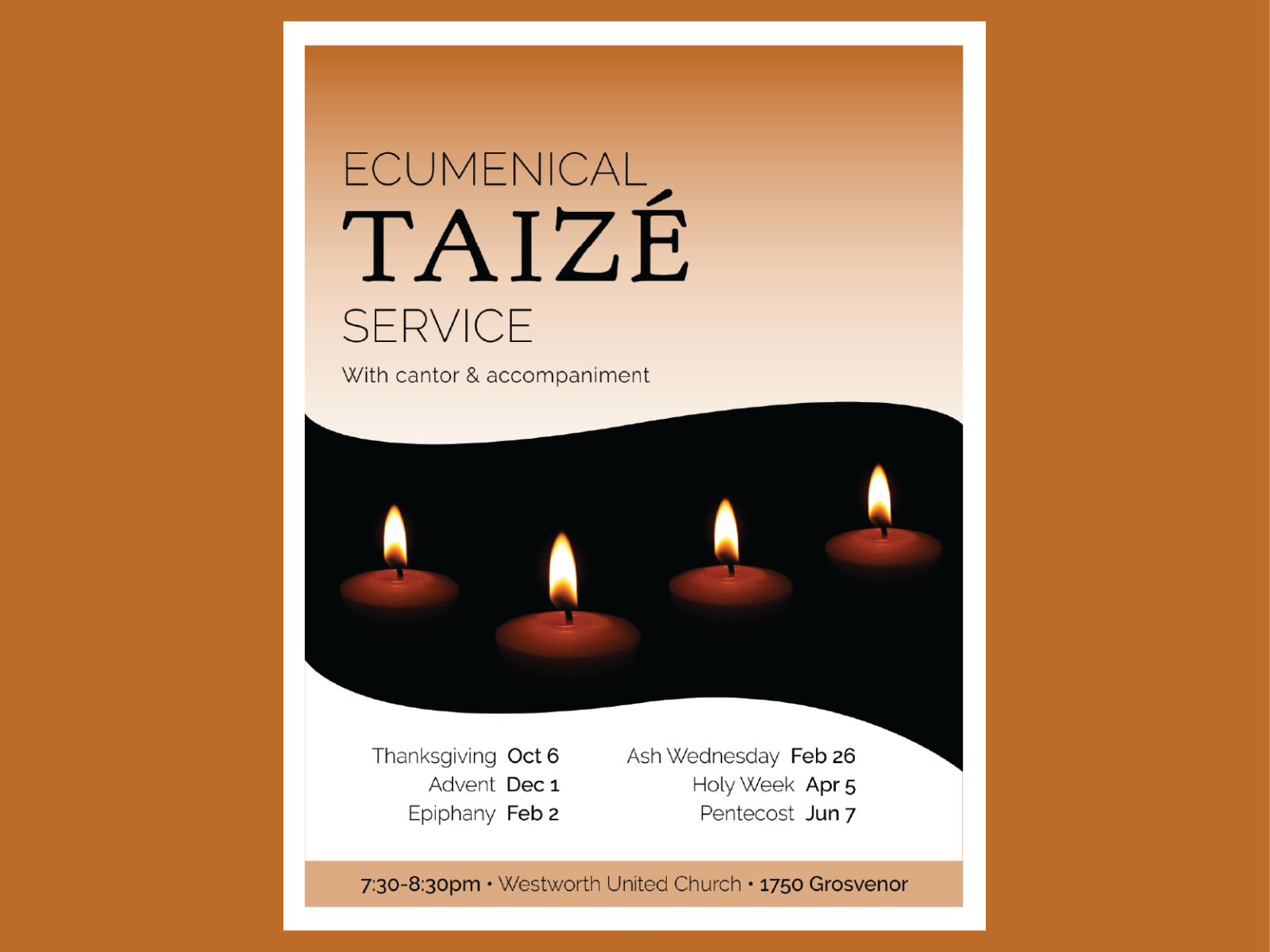 Ecumenical Taize Service Poster by Samantha Klassen on Dribbble