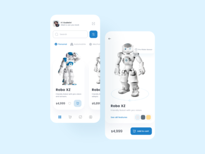 Robot store app by Godwin Ebri on Dribbble
