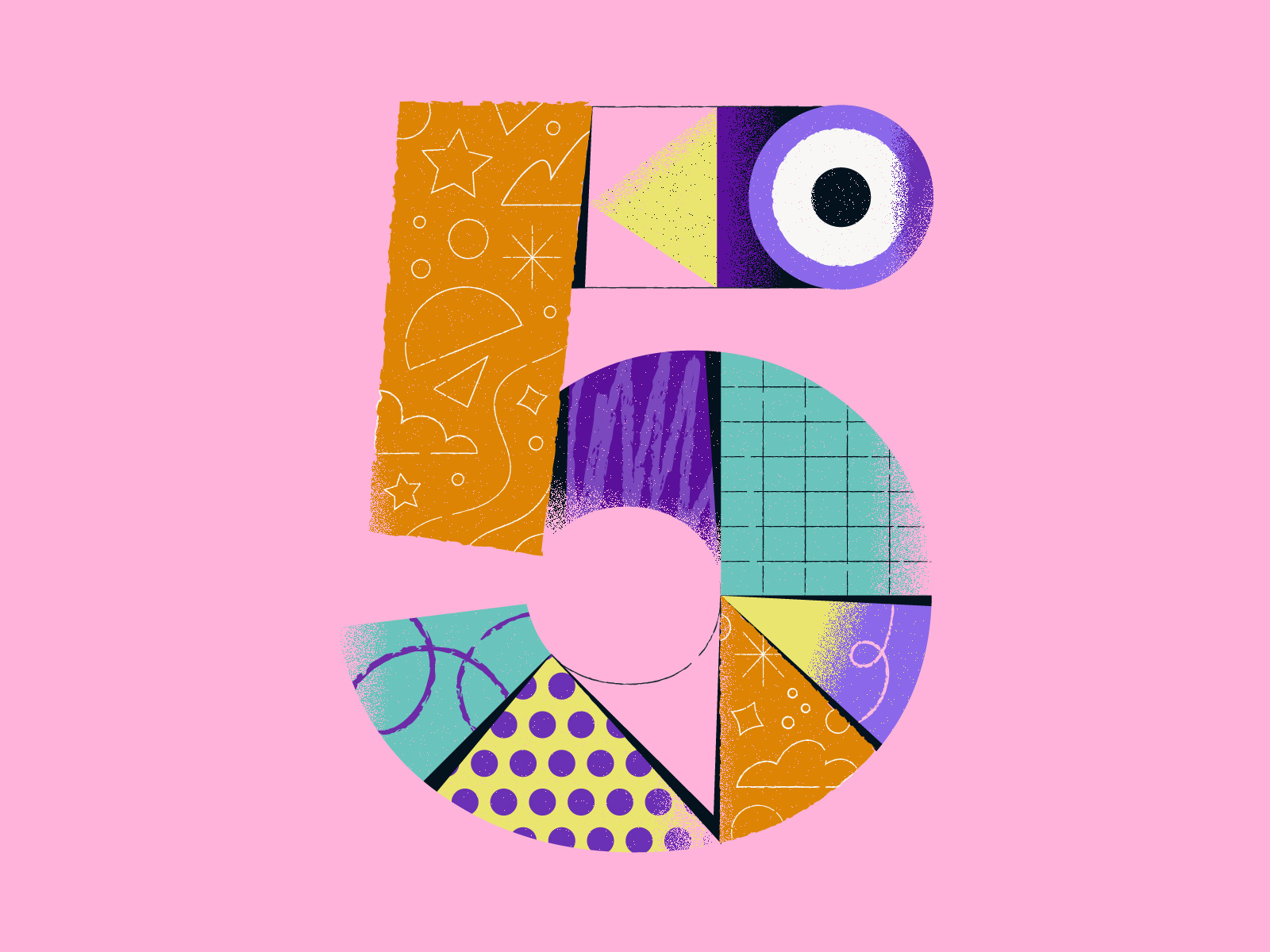 Number 5 - 36 days of type 2022 by Léo Alexandre on Dribbble