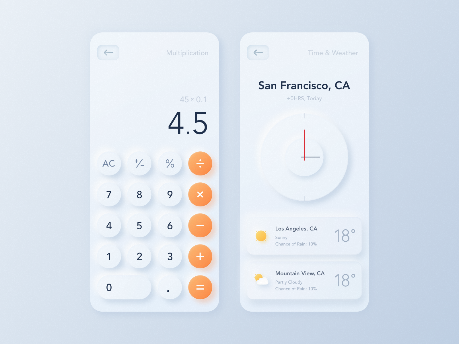 Neomorphic Weather & Calculator by No Name on Dribbble